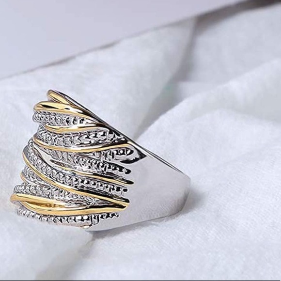 Jewelry | Sale3 Off Womens 2 Tone Intertwined Crossover Statement Ring ...